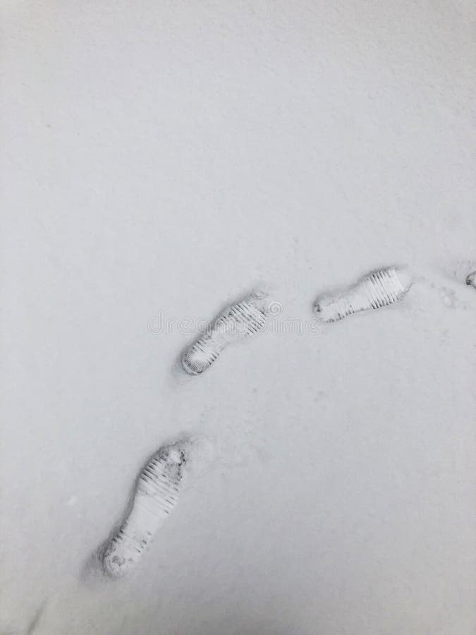 Footprints in the Snow, the First Snow in the Winter Stock Image ...