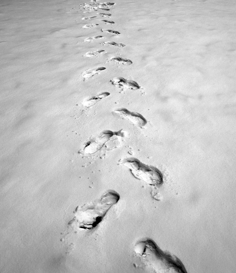 Footprints in the snow stock image. Image of january - 250749347