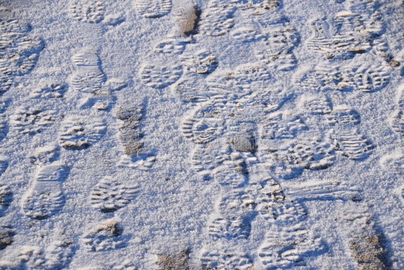 Footprints in the Snow and Ice. Stock Image - Image of pathway, outdoor ...