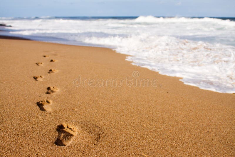 Footprints Towards the Water Stock Image - Image of steps, journey: 6506925