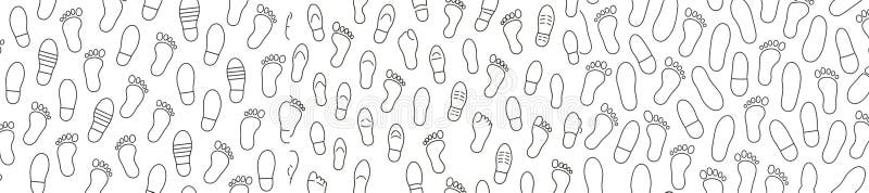 Footprints in Various Styles Create a Playful Pattern on a White ...
