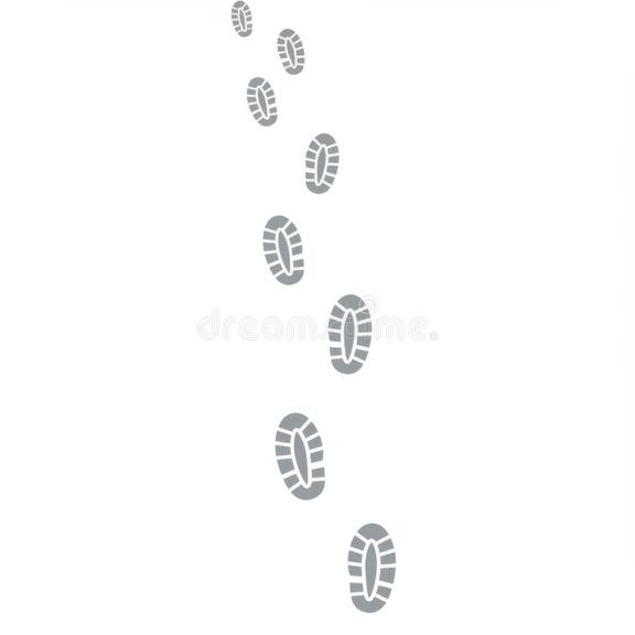 Footprints on White Background Showing a Walking Path or Trail Grey ...