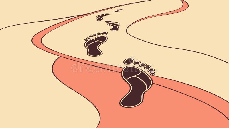 Footprints on Winding Path, Journey and Progress, Vector Design ...