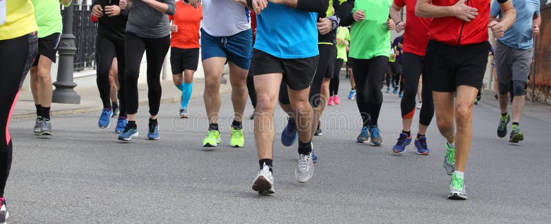 Footrace with People on the Road Stock Photo - Image of compete ...
