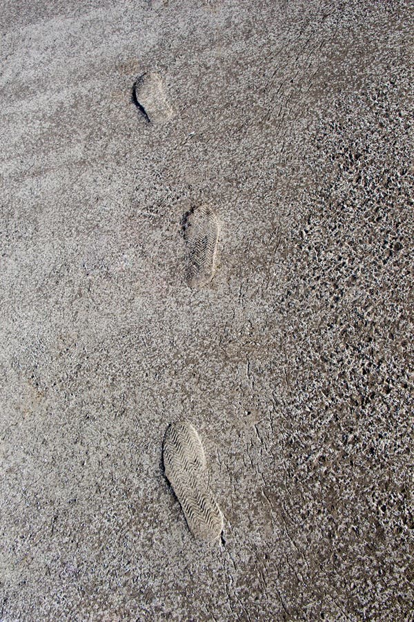 Footstep Pattern in Cement Concrete Stock Image - Image of trace ...