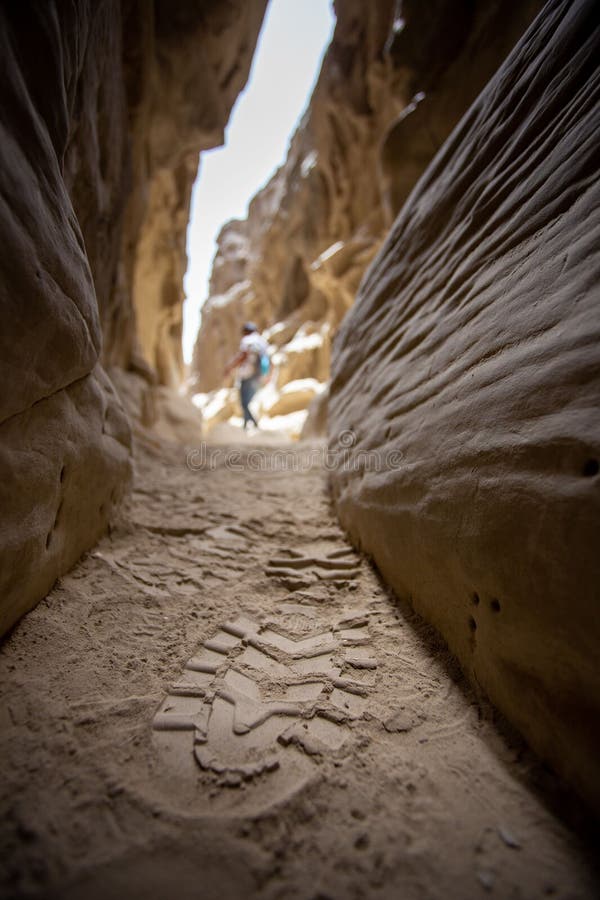 Footstep in a Scenic, Rustic Dirt Pathway Winding through an Arid ...