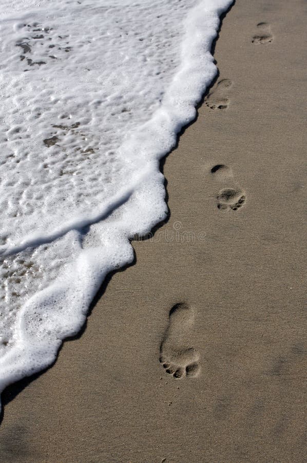 Footsteps on the beach stock photo. Image of stroll, travel - 15572164