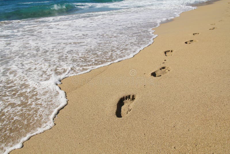 Footsteps on a beach stock photo. Image of background - 35703376