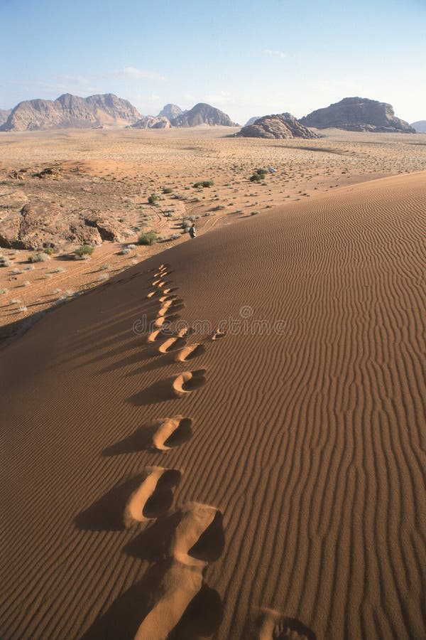 Footsteps on Dunes in the Desert of Morocco Stock Image - Image of ...