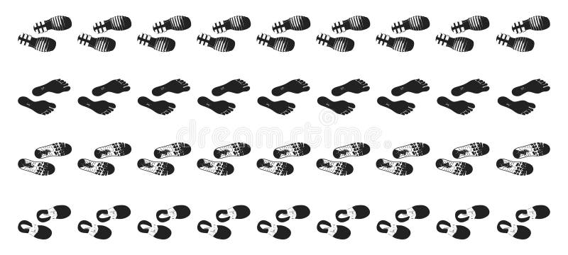 Footsteps Pattern Track, Walking Step by Step. Human Walk Barefoot and ...
