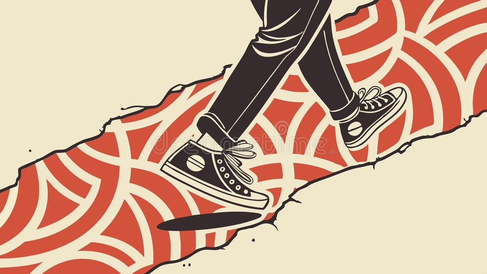 Footsteps on Patterned Ground, Walking and Journey Illustration Vector ...