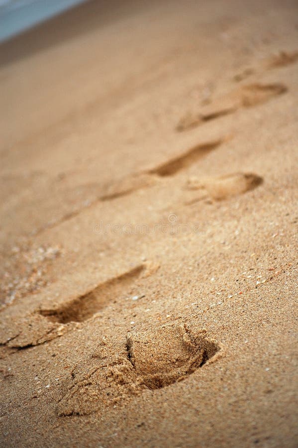 Footsteps in the sand stock photo. Image of textured, barefoot - 1766208