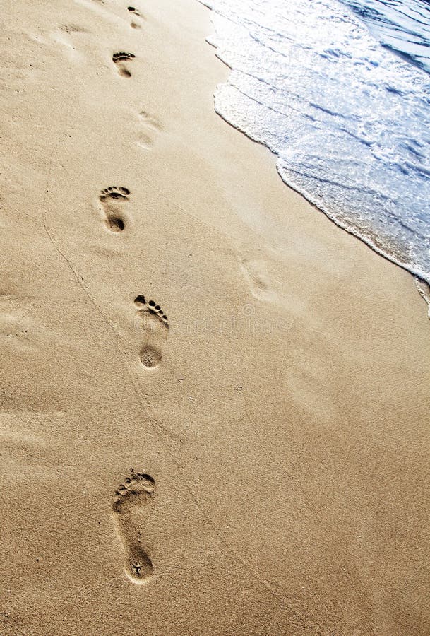 Footsteps in the sand stock photo. Image of silence, sand - 53295380
