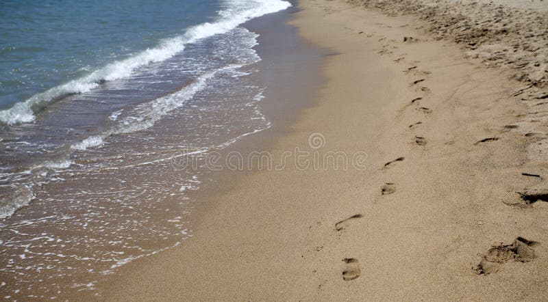 Footsteps in the Sand - Retro Photo Stock Photo - Image of ocean ...