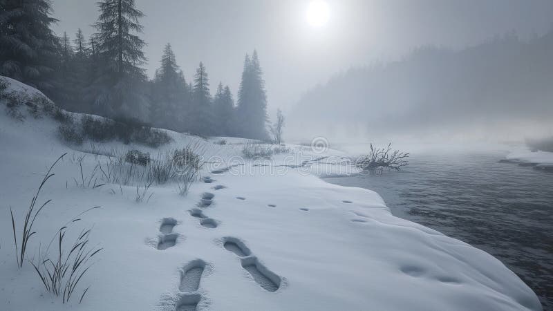 Footsteps in snow stock illustration. Illustration of blue - 308822011