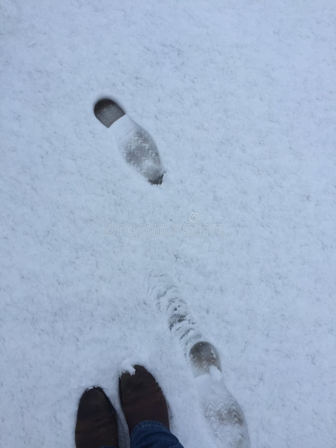 Footsteps in the snow stock image. Image of scene, winter - 52683657