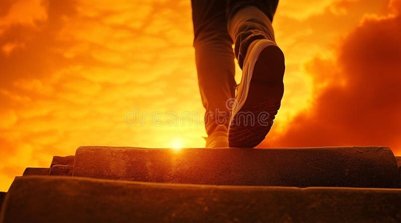 Footsteps Towards a Bright Future Symbolizing Ambition and Overcoming ...