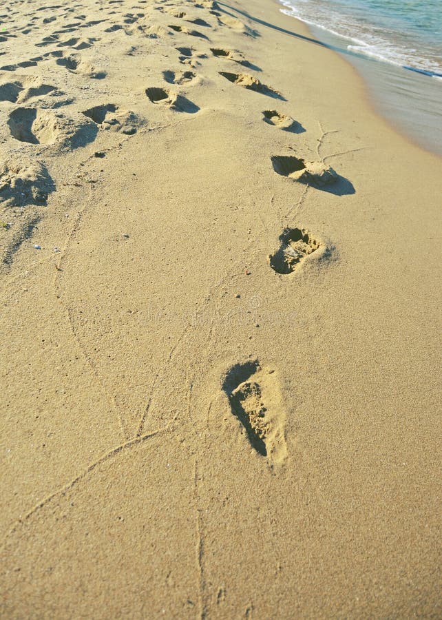 Footsteps stock photo. Image of beach, ocean, water, destination - 64078020