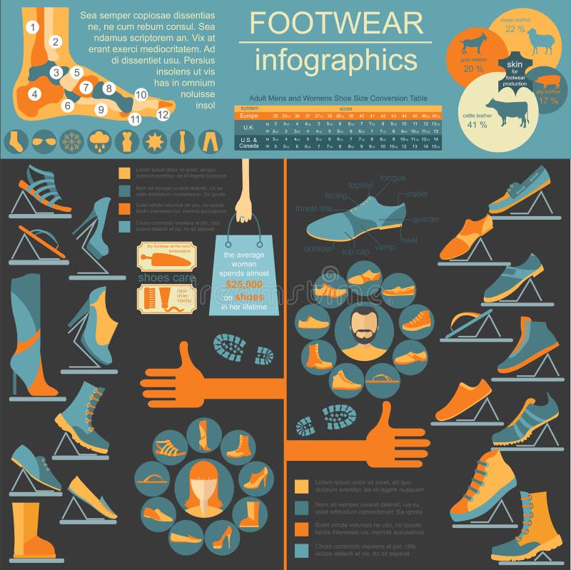Footwear Infographics Elements. Easily Edited Stock Vector ...