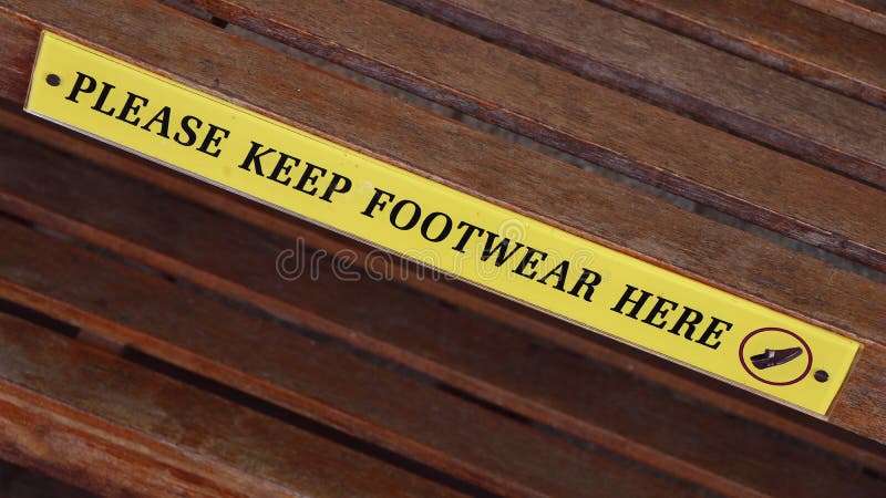 Footwear Storage Sign Board for Public Usage Stock Photo - Image of ...