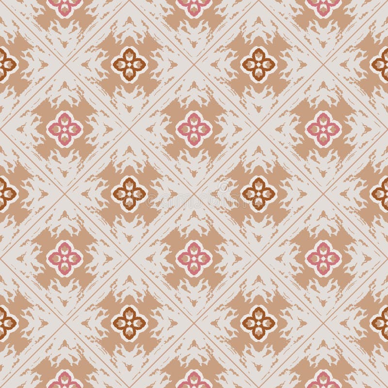 Foral Checkered Seamless Vector Pattern. Simple Background in Pastel ...