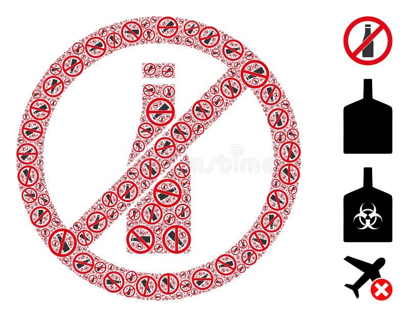 Forbid Beer Bottle Icon Recursion Collage Stock Vector - Illustration ...