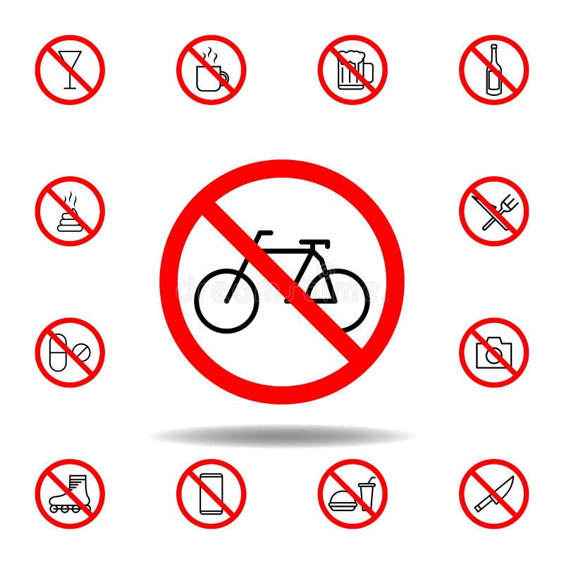Forbidden Bcycle Icon. Set Can Be Used for Web, Logo, Mobile App, UI ...