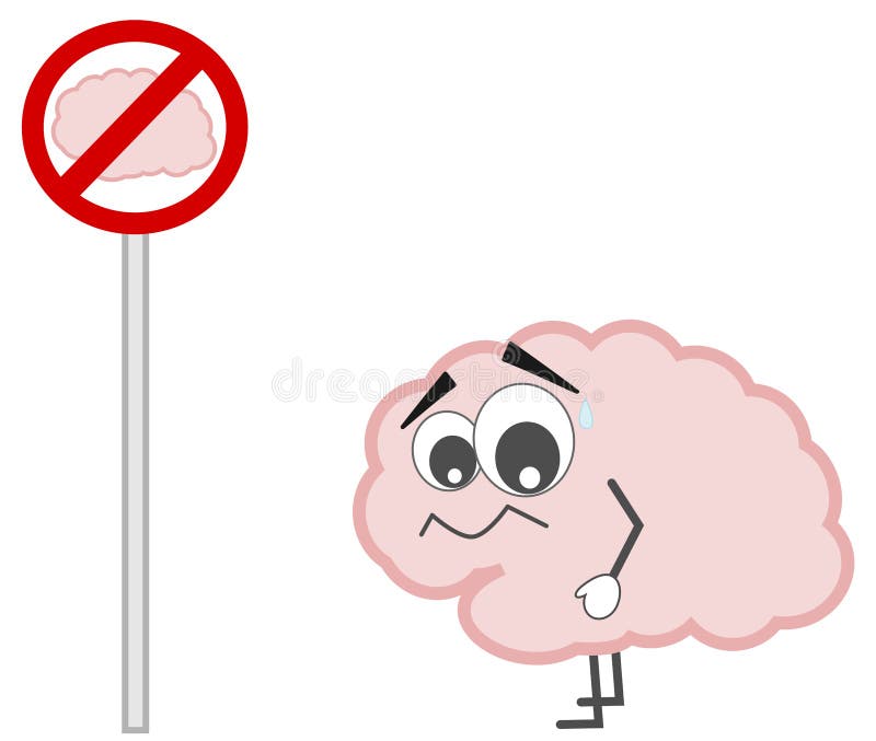 Forbidden Brain Sign Concept Cartoon Illustration Stock Vector ...