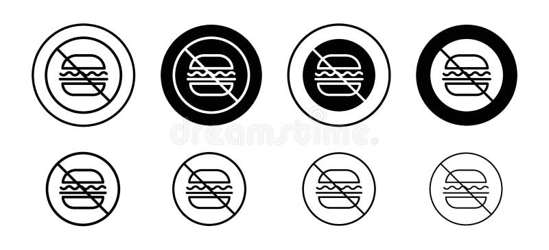 Forbidden Burger Vector Icon Set Collection. Forbidden Burger Outline ...