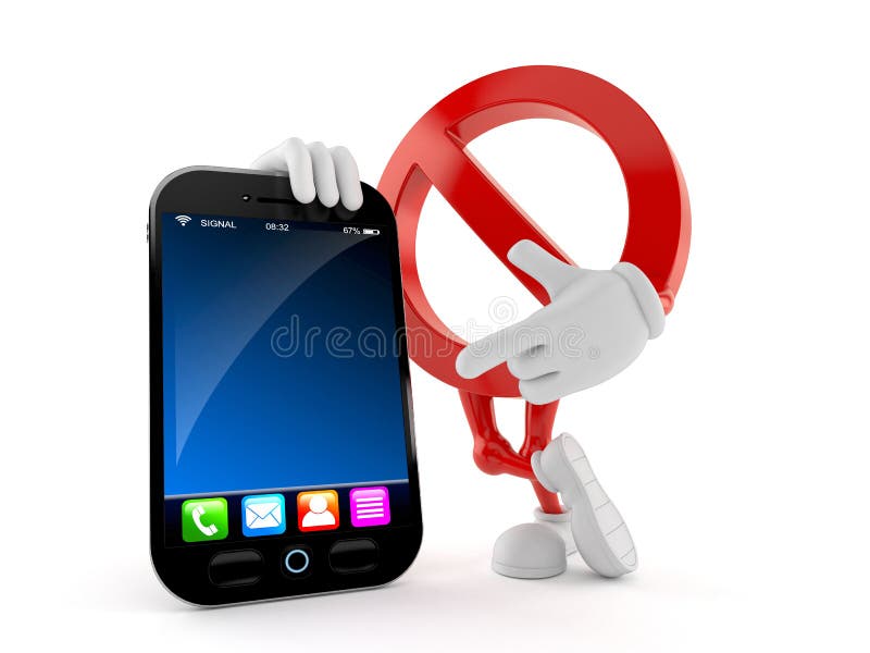 Forbidden Character with Smart Phone Stock Illustration - Illustration ...