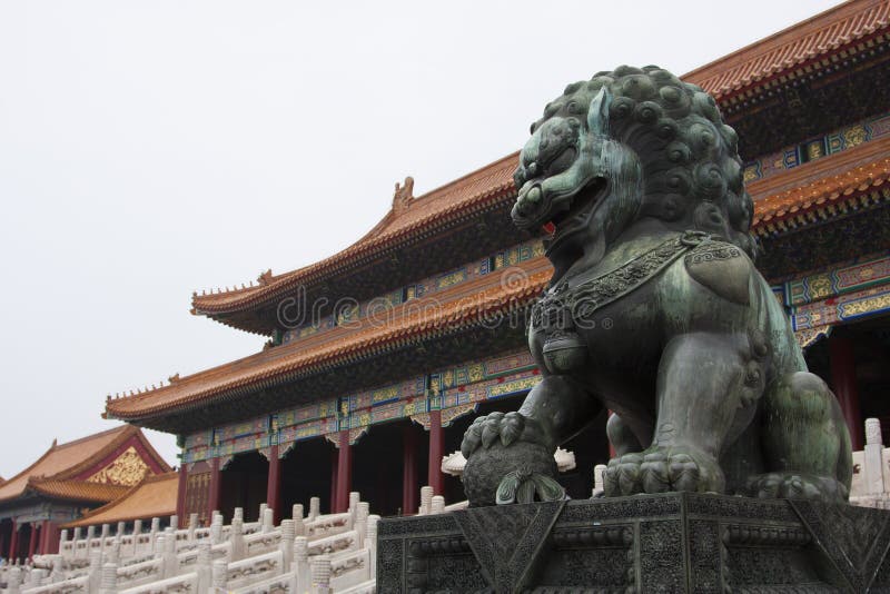 Guard Lion stock image. Image of city, creature, forbidden - 245657