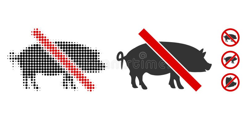 Forbidden Pork Halftone and Solid Icon Stock Vector - Illustration of ...