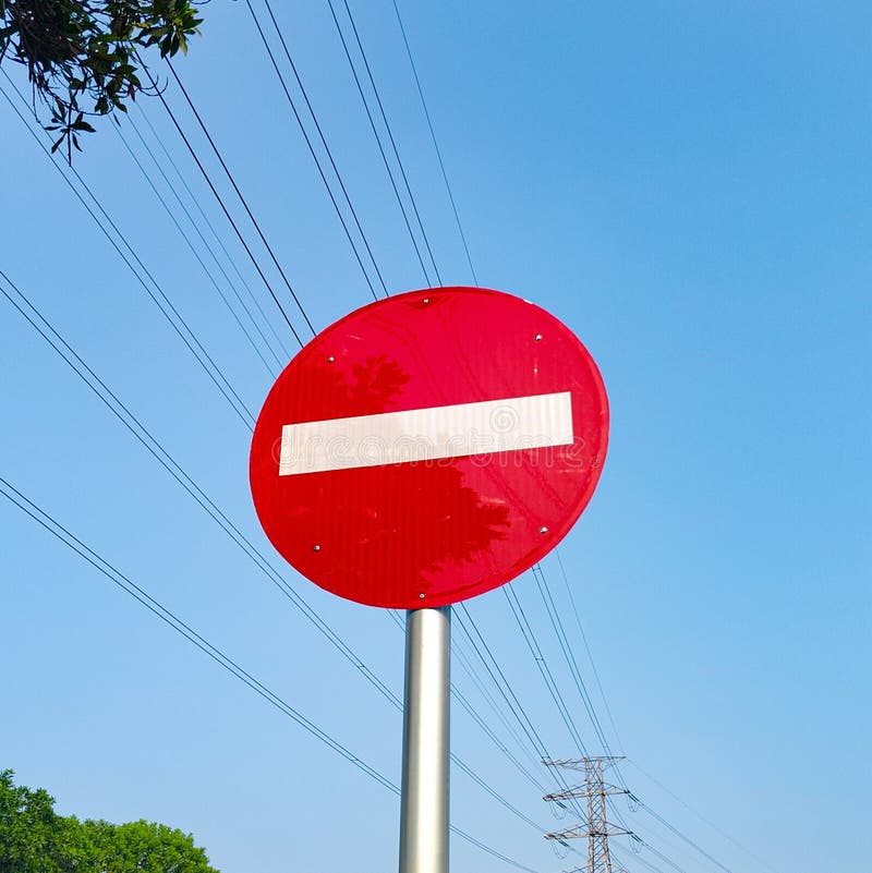 A Forbidden Sign with Blue Sky Background Stock Photo - Image of ...