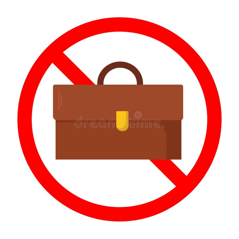 Forbidden Sign with Briefcase Icon, No Briefcase Allowed Sign ...