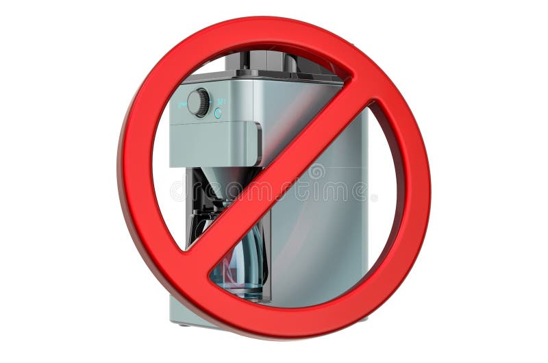 Forbidden Sign with Coffeemaker. 3D Rendering Stock Illustration ...