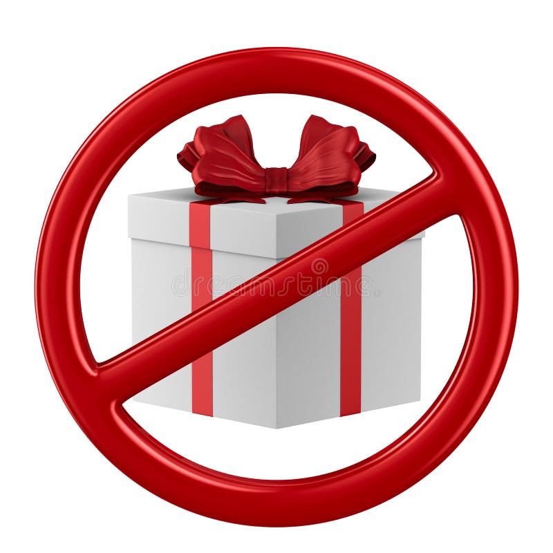 Forbidden Sign and Gift Box on White Background. Isolated 3D ...