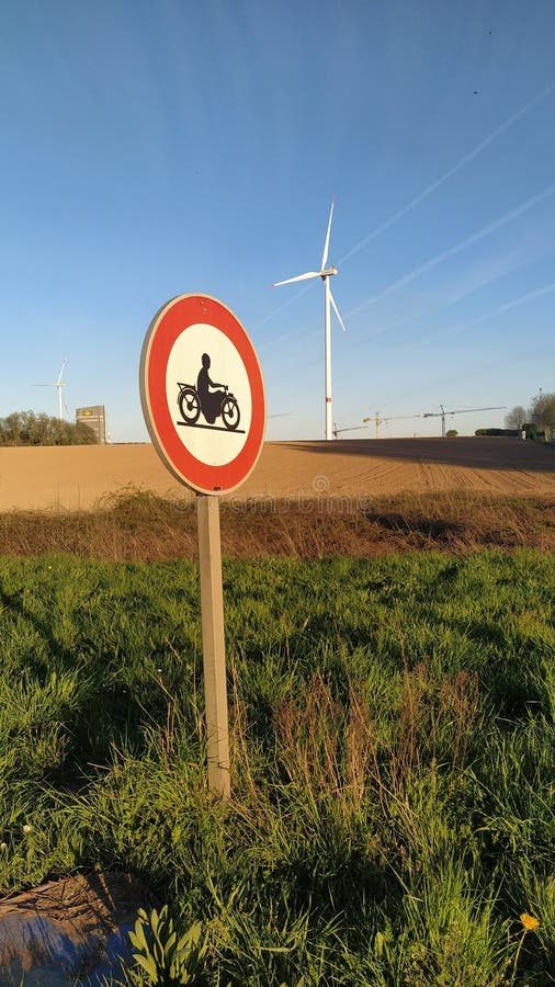 Forbidden Sign for Motorcycles Stock Photo - Image of street, green ...