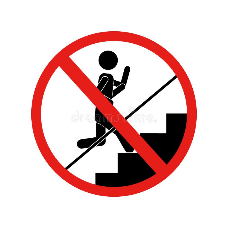 Forbidden Sign Running Up the Stairs Stock Vector - Illustration of ...