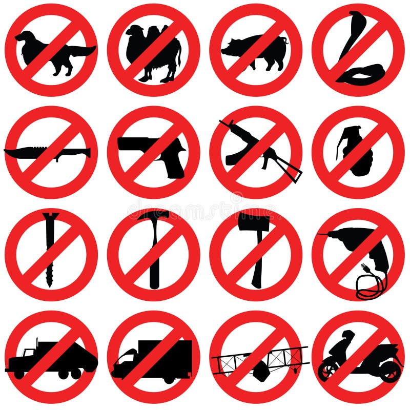 Set of forbidden signs stock vector. Illustration of sign - 7322511