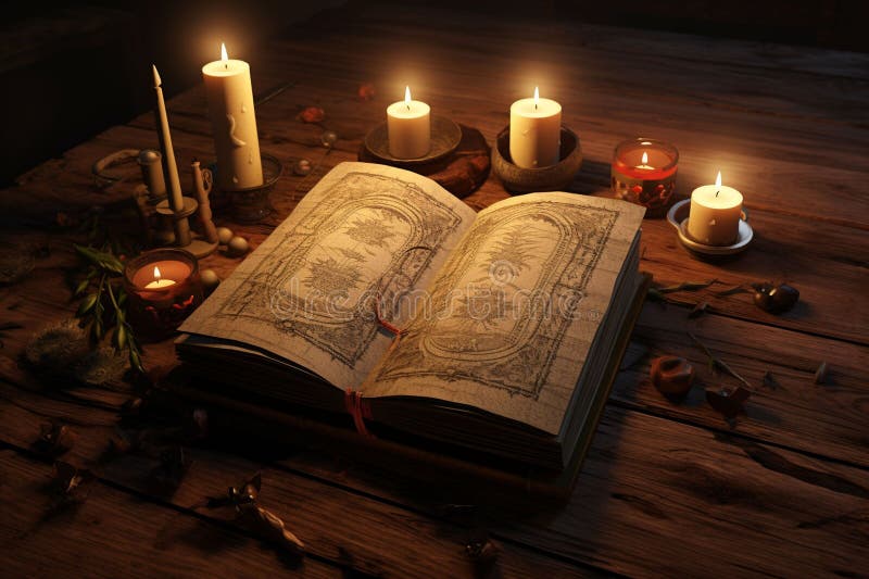 Forbidden Spellbook a Mystical Spellbook Open on Stock Illustration ...