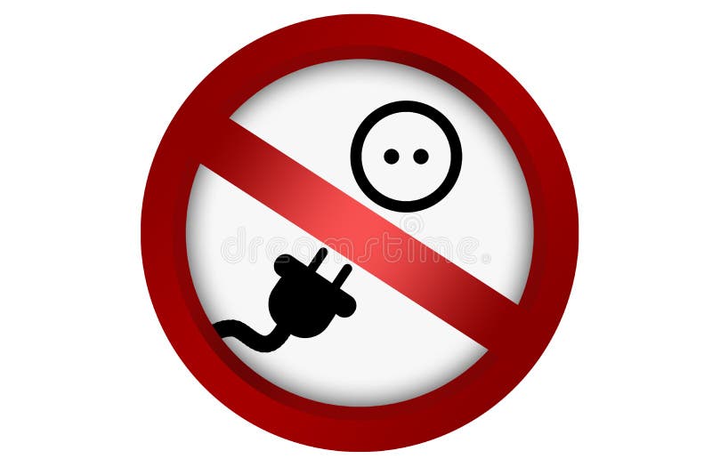 Forbidden To Use Socket Sign Icon on White Background Stock ...