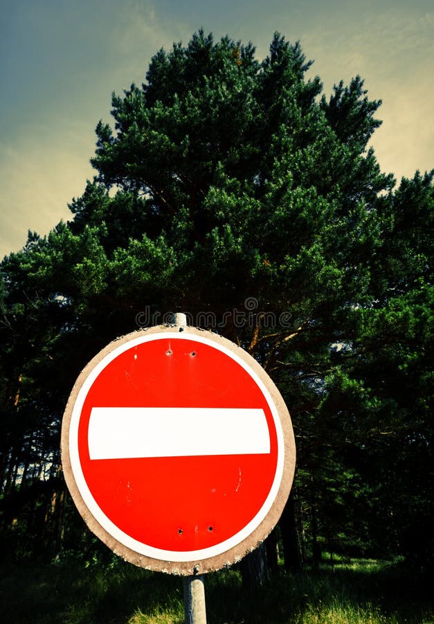 Forbidding Pass To Pedestrians Sign Stock Photo - Image of white ...