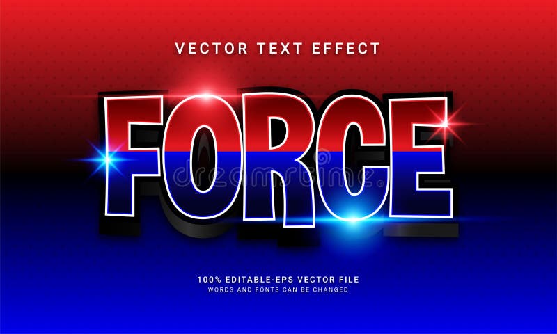 Force 3d Text Style Effect with Red and Blue Color Stock Vector ...