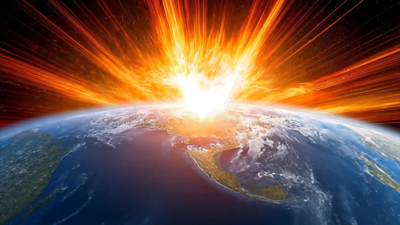 The Force of the Explosion Hitting the Earth S Crust Showing Bright ...