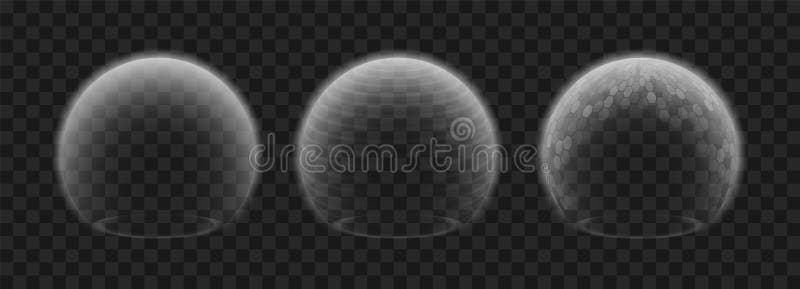 Force Field Shield Bubble Set Isolated Barrier on Transparency. Force ...
