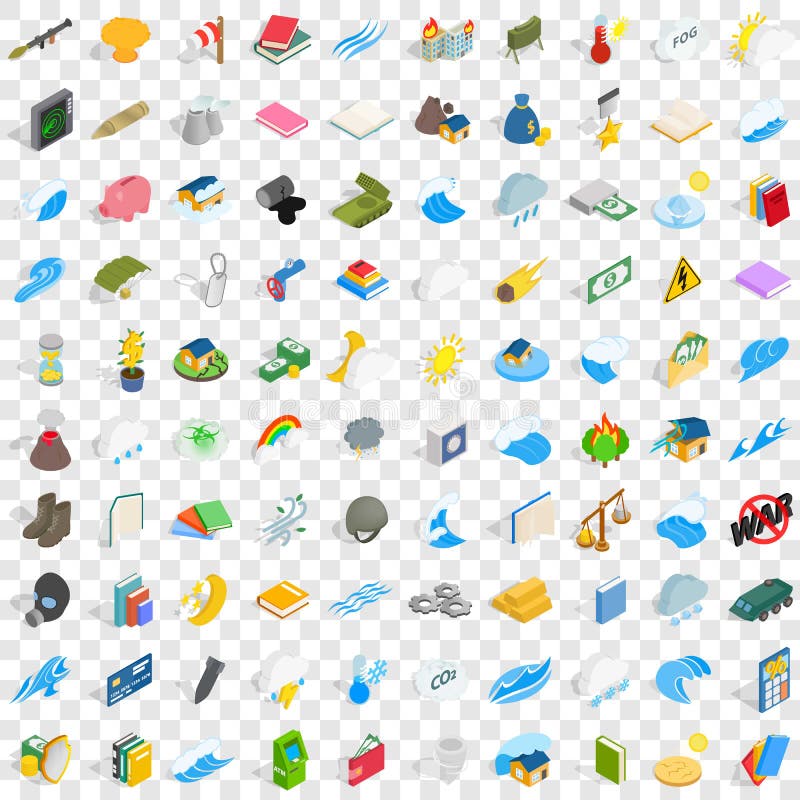 100 Force Icons Set, Isometric 3d Style Stock Vector - Illustration of ...