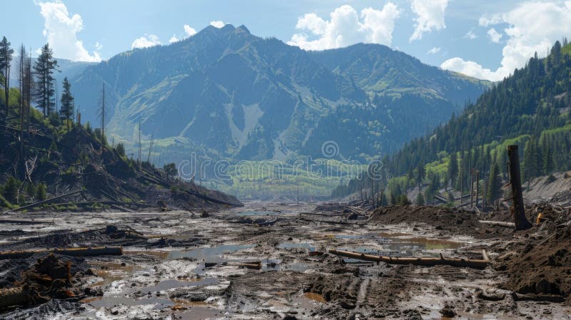 The Force of the Mudslide Has Completely Destroyed a Section of the ...