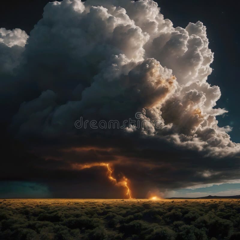 Force of Nature: Explosive Lightning Strikes Stock Illustration ...