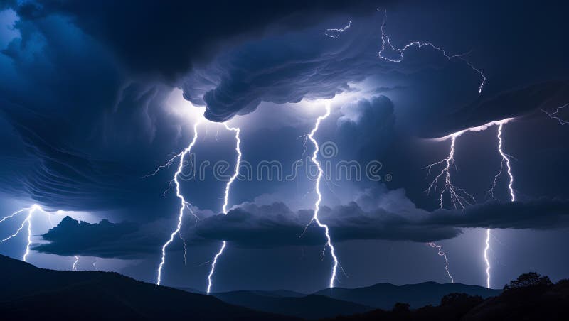 Force of Nature: Intense Lightning Bolts Illuminating a Threatening ...