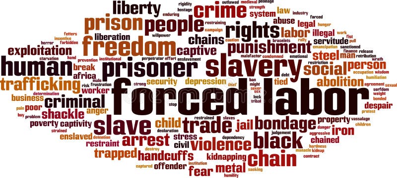 Forced labor word cloud stock vector. Illustration of captivity - 170571538